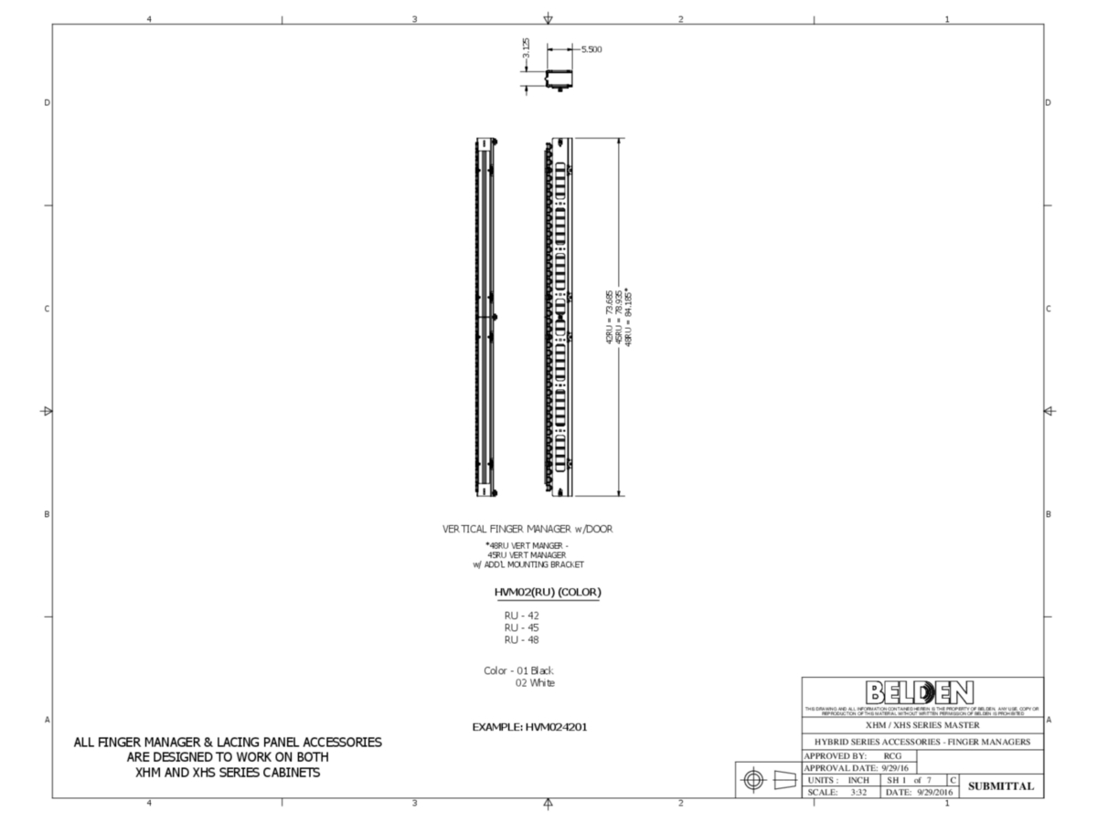 Vertical Mgr Finger Style with Door - Vertical Finger Managers | Belden